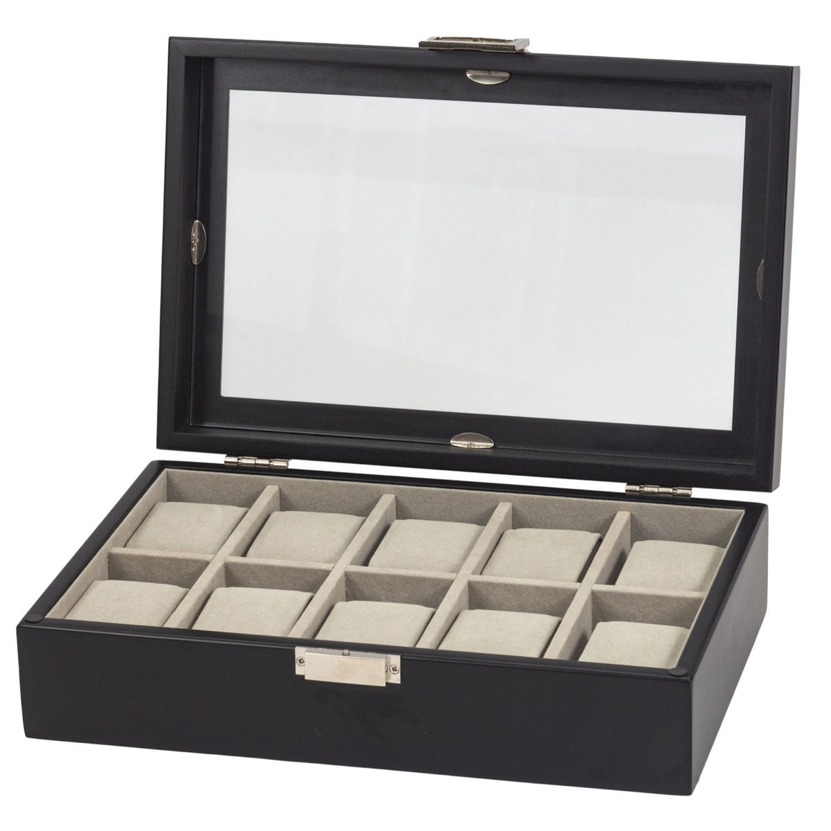 Mele & Co 10 Watch Box With Viewing Lift Lid Display Watch Box — Aspen ...