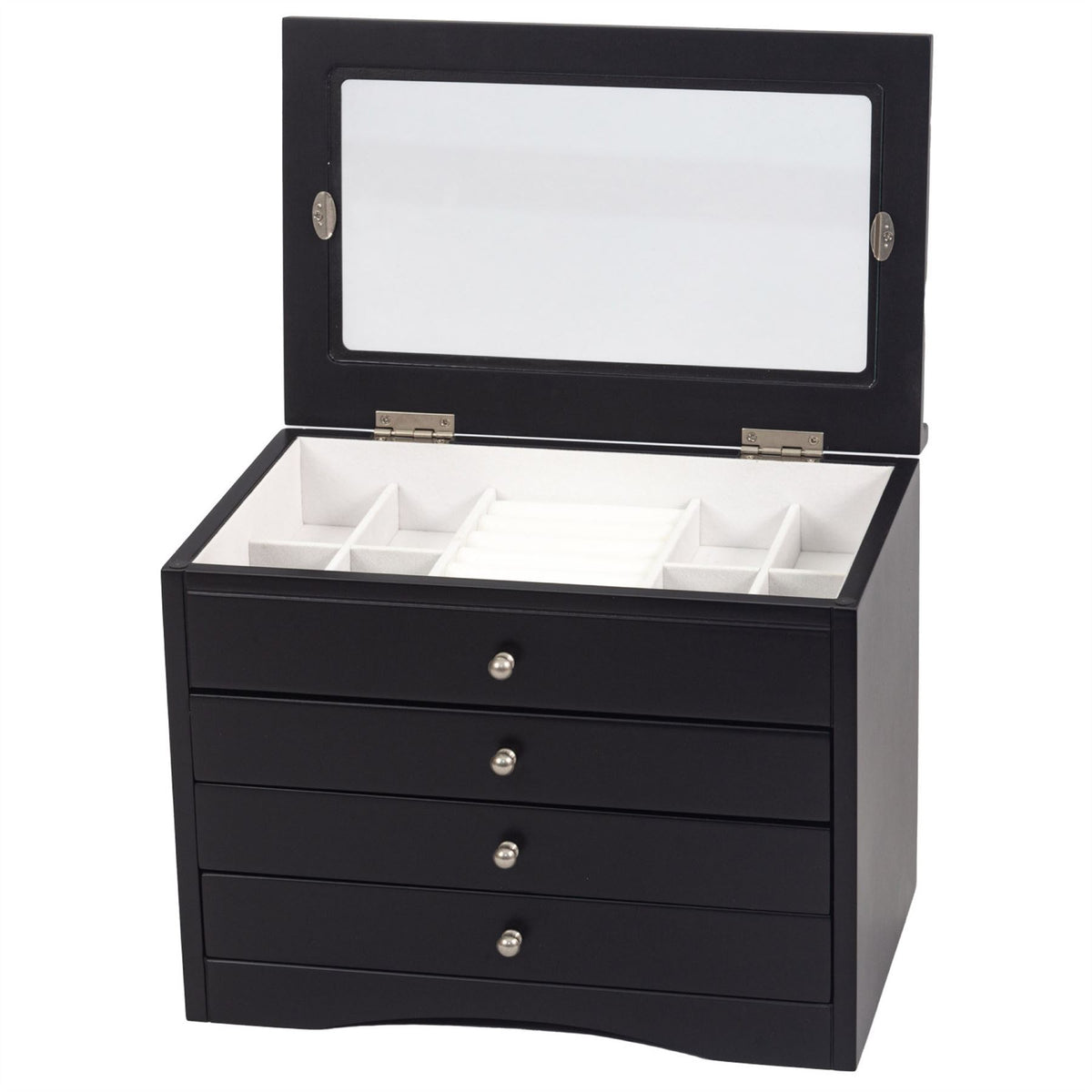 Mele & Co Wooden Jewellery Box With Glass Viewing Lid Jewel Case ...