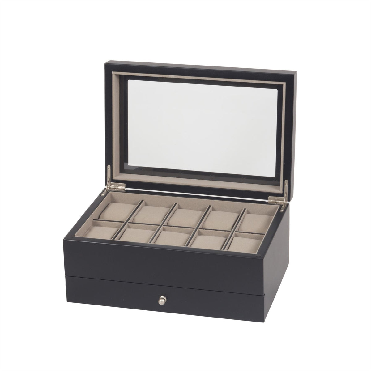 Mele & Co Watch Box With Glass Viewing Lid & Drawer Watch Box — Aspen ...