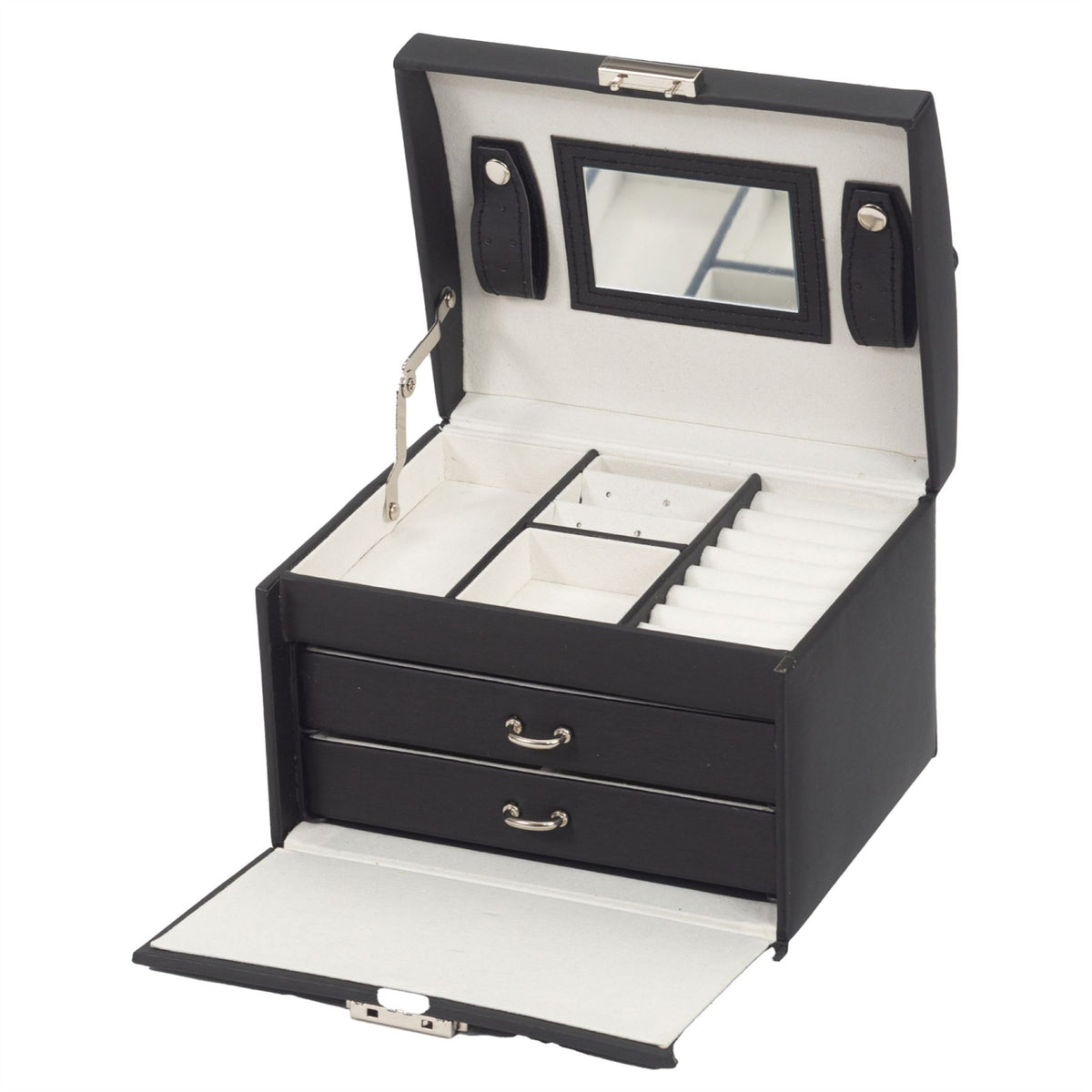 Mele & Co Black Jewel Case With Carry Handle & Drop-Down Front Classic ...