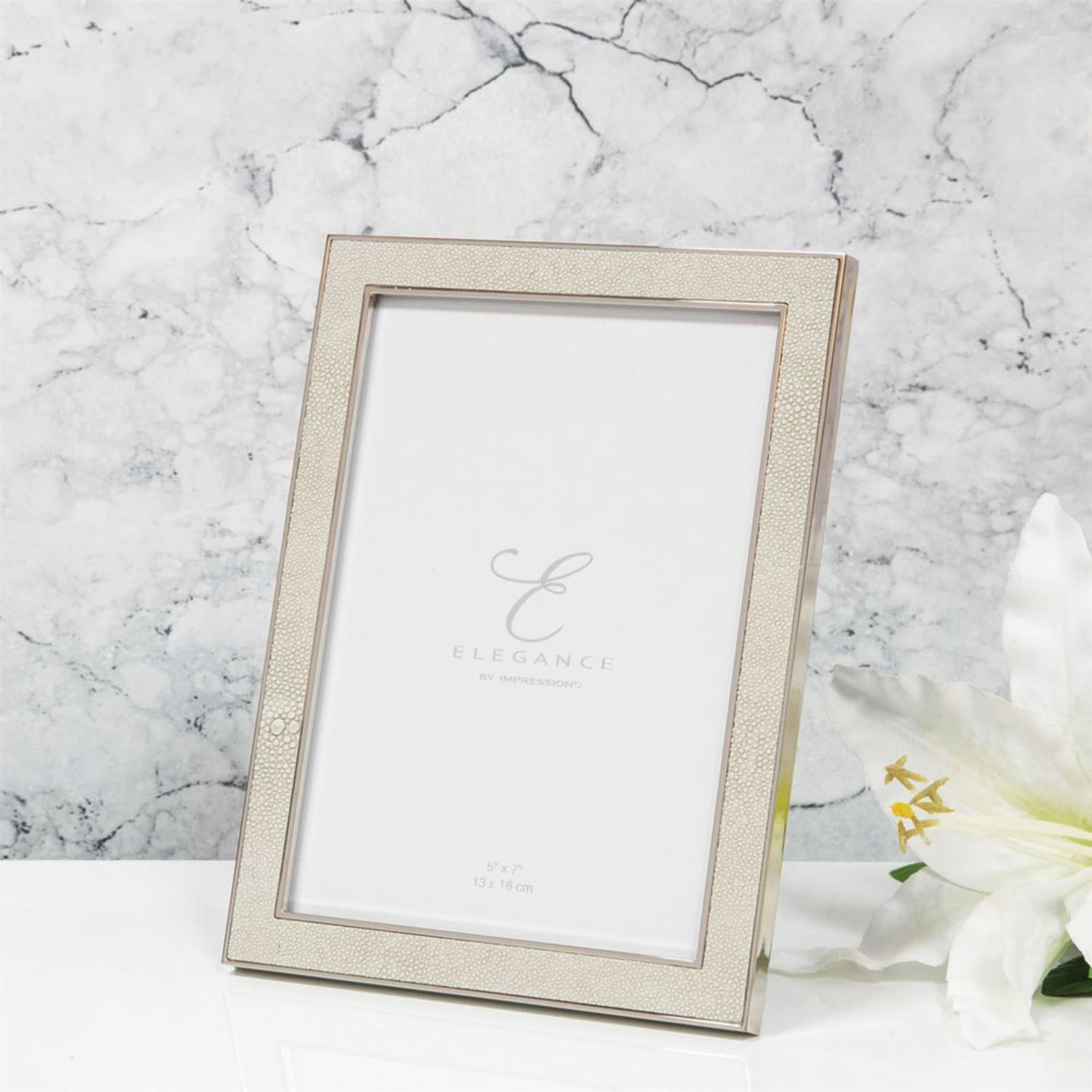 Elegance By Impressions Nickel Plated Cream Faux Shagreen Picture Fram ...