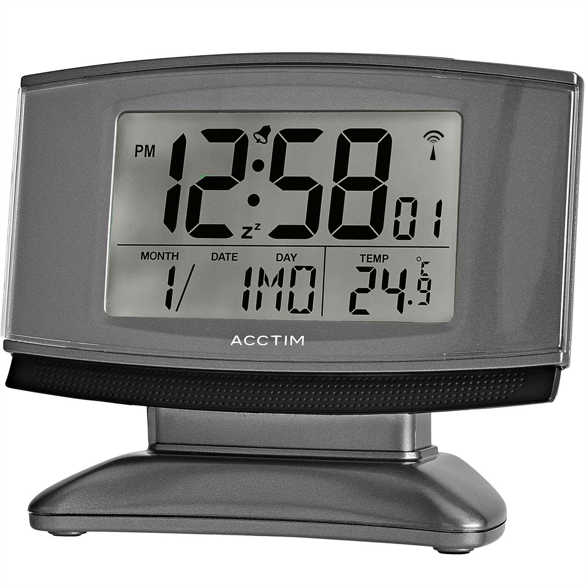 Acctim Cuba Digital Alarm Clock in Titanium/Black — Aspen Of Hereford Ltd