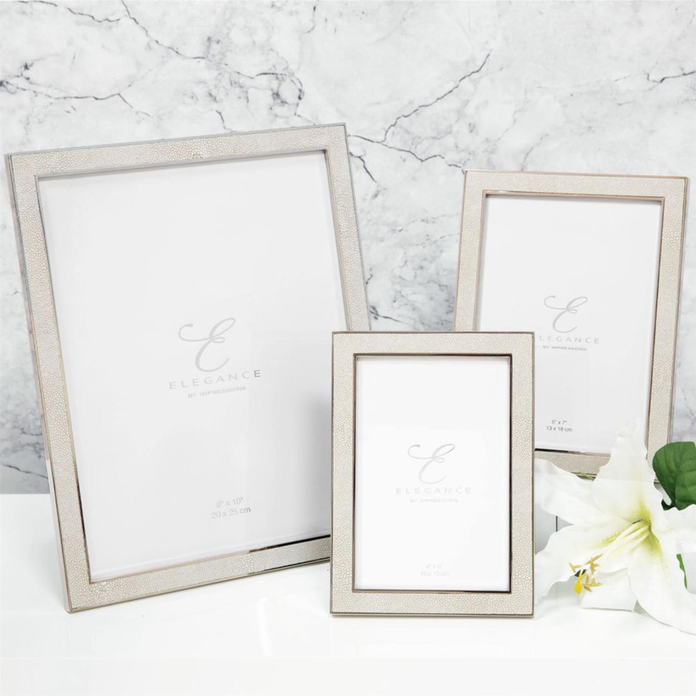Elegance By Impressions Nickel Plated Cream Faux Shagreen Picture Fram ...